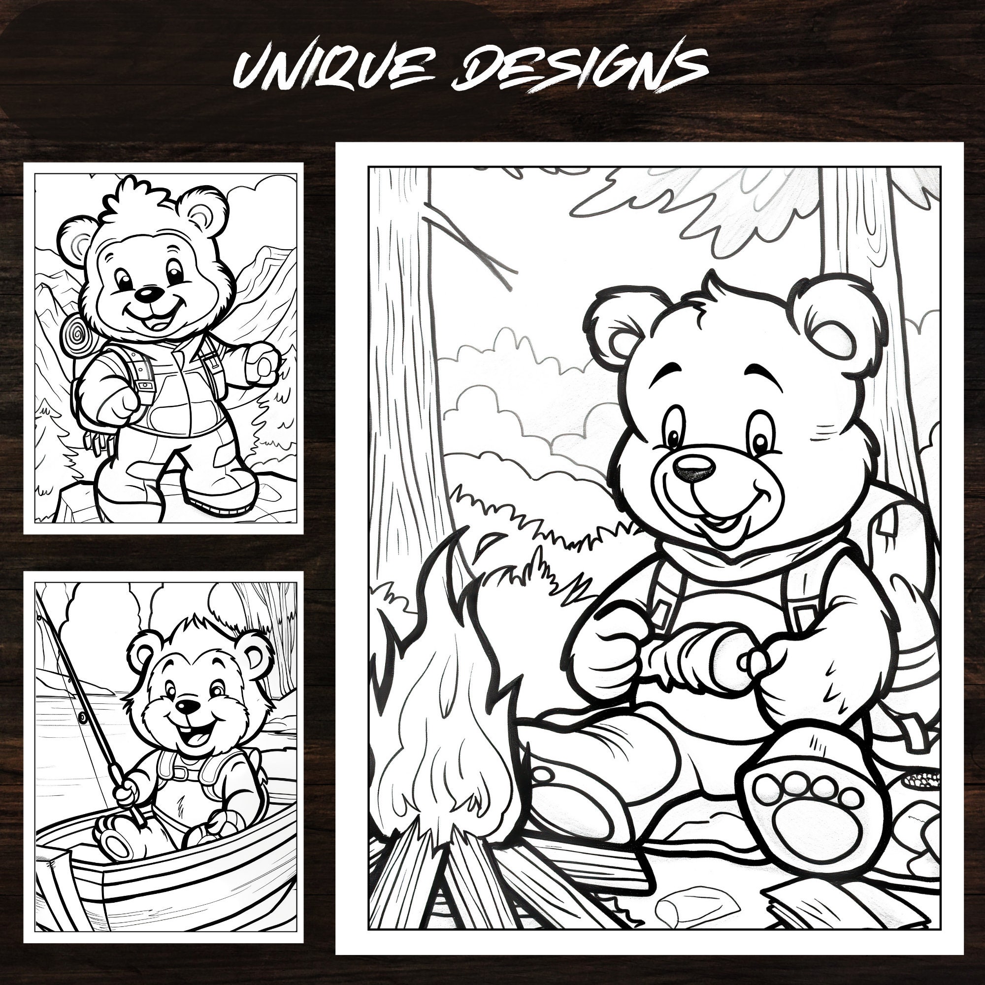Teddy Bear Adventures Awaits Coloring Book: 50 Around the World Cute ...