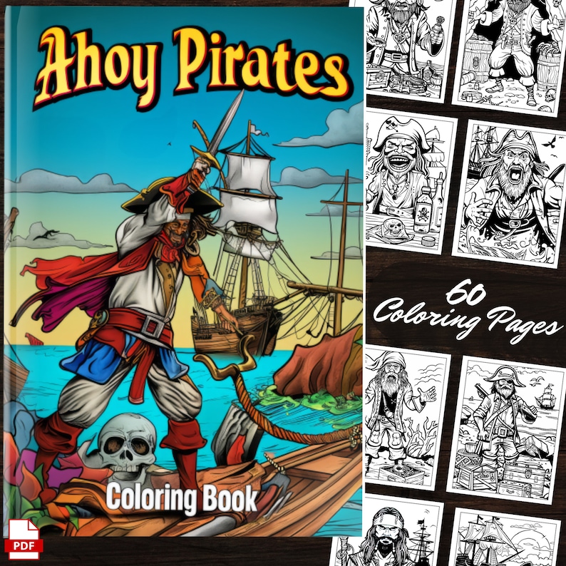 Ahoy Pirates Coloring Book : 60 Fun Pirate Printables PDF Coloring ...