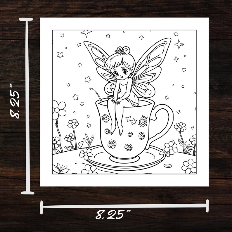 Tea Cup Fairy Coloring Book: 50 Coloring Pages of Miniature Fairies in ...