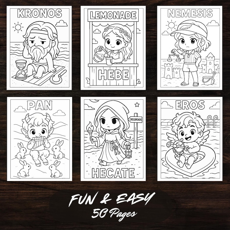 Greek Mythology Summer Edition: 50 Chibi Pages Fantasy Coloring Greek ...