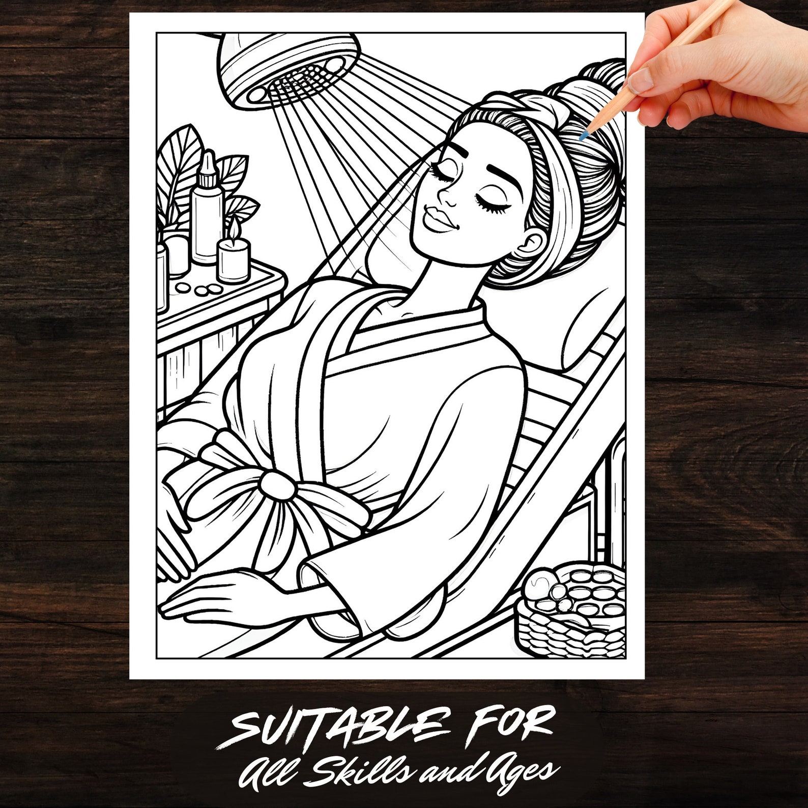 Spa Day Girls Coloring Book: 50 Printable Coloring Pages of Girls Spa ...