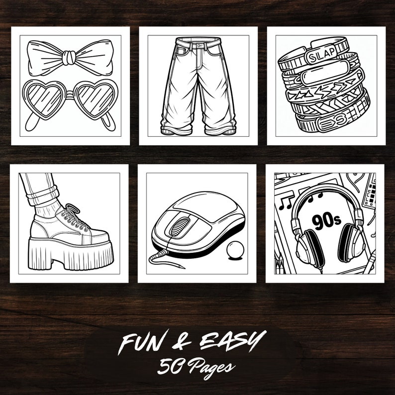 90s Nostalgia Coloring Book: 50 Coloring Pages to Relive Your Childhood ...