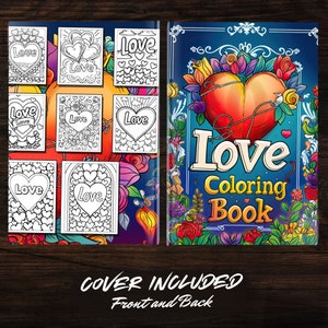 Love Coloring Book: 50 Coloring Pages of Heart Art - Adult Coloring ...