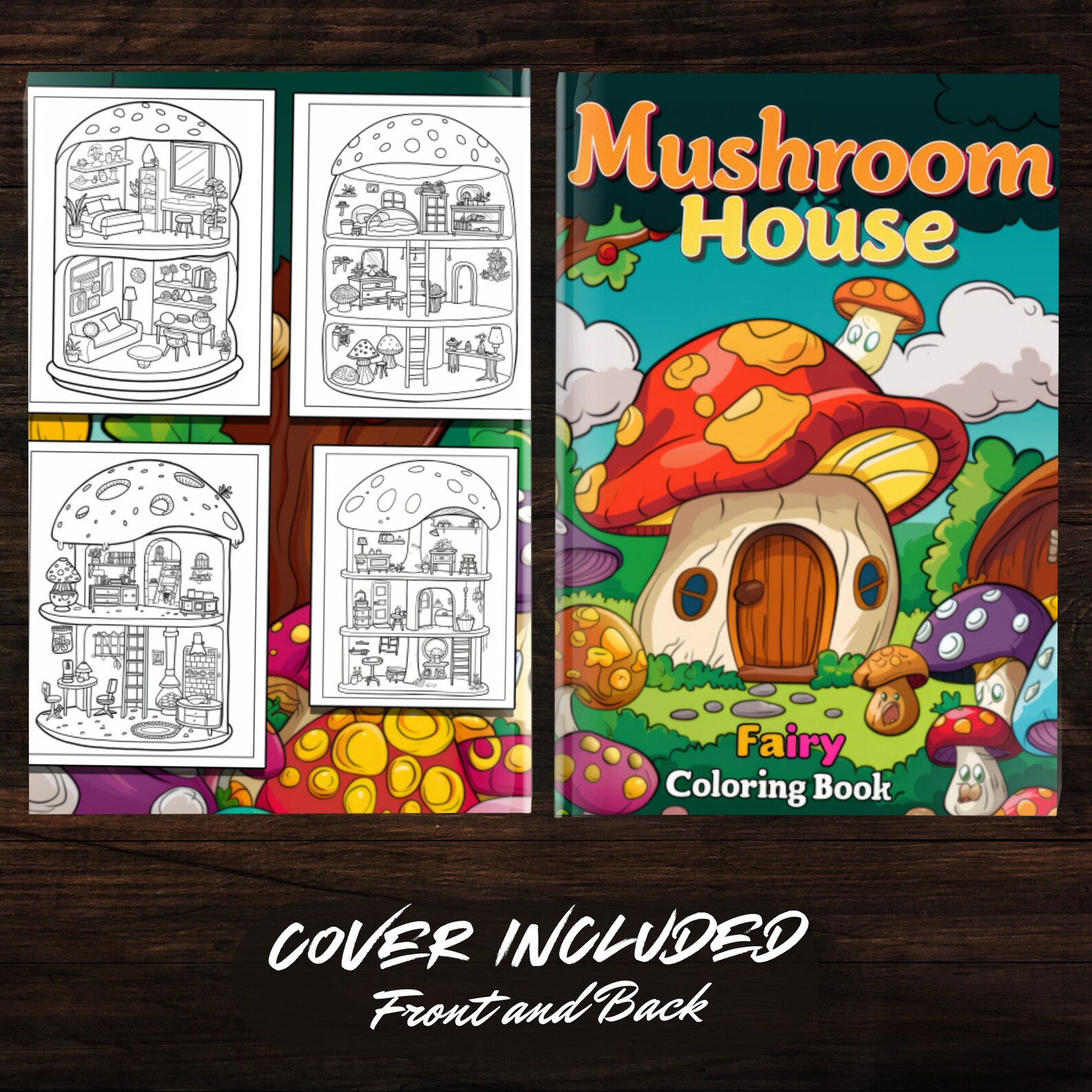 Mushroom House Fairy Coloring Book : 50 Fairytale Coloring Page of ...