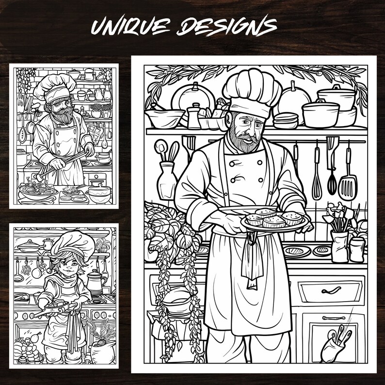 Chef Life Coloring Book: 50 Detailed Coloring for Adults Kitchen Decor ...