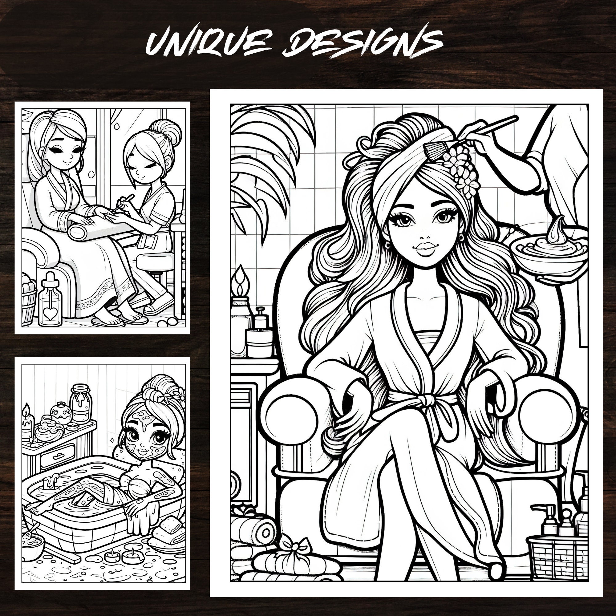 Spa Day Girls Coloring Book: 50 Printable Coloring Pages of Girls Spa ...
