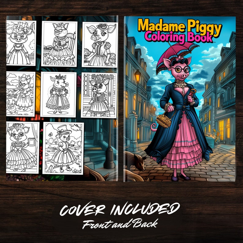 Madame Piggy Coloring Book: 50 Printable Pages of Posh Pigs Vintage Art ...