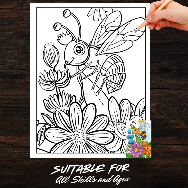 Honey Bee Art Coloring Book : 50 Cute & Easy Coloring Pages for All ...