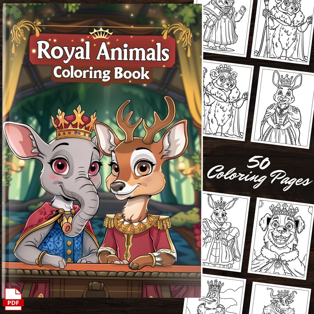 Animals Royal Portrait Coloring Book: 50 Coloring Pages of Regal Cute ...