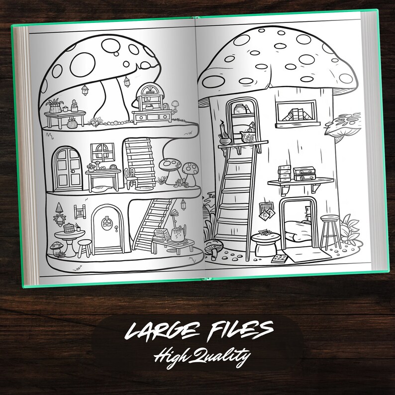 Mushroom House Fairy Coloring Book : 50 Fairytale Coloring Page of ...