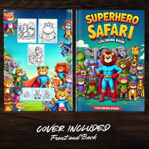Cute Safari Superhero Animals Coloring Book: 50 Bold and Easy Coloring ...
