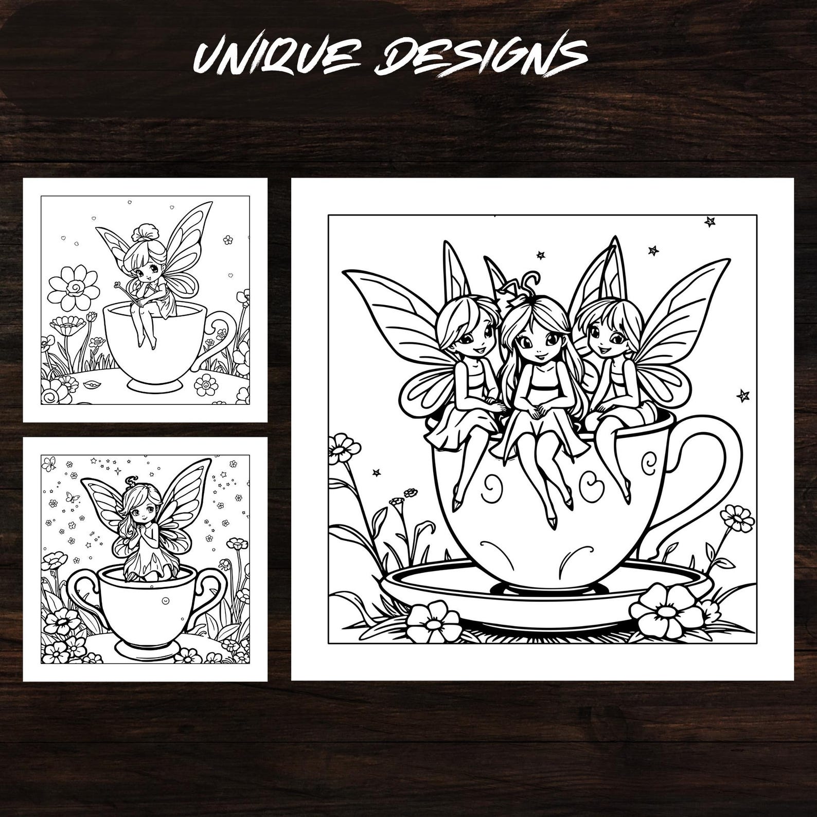 Tea Cup Fairy Coloring Book: 50 Coloring Pages of Miniature Fairies in ...