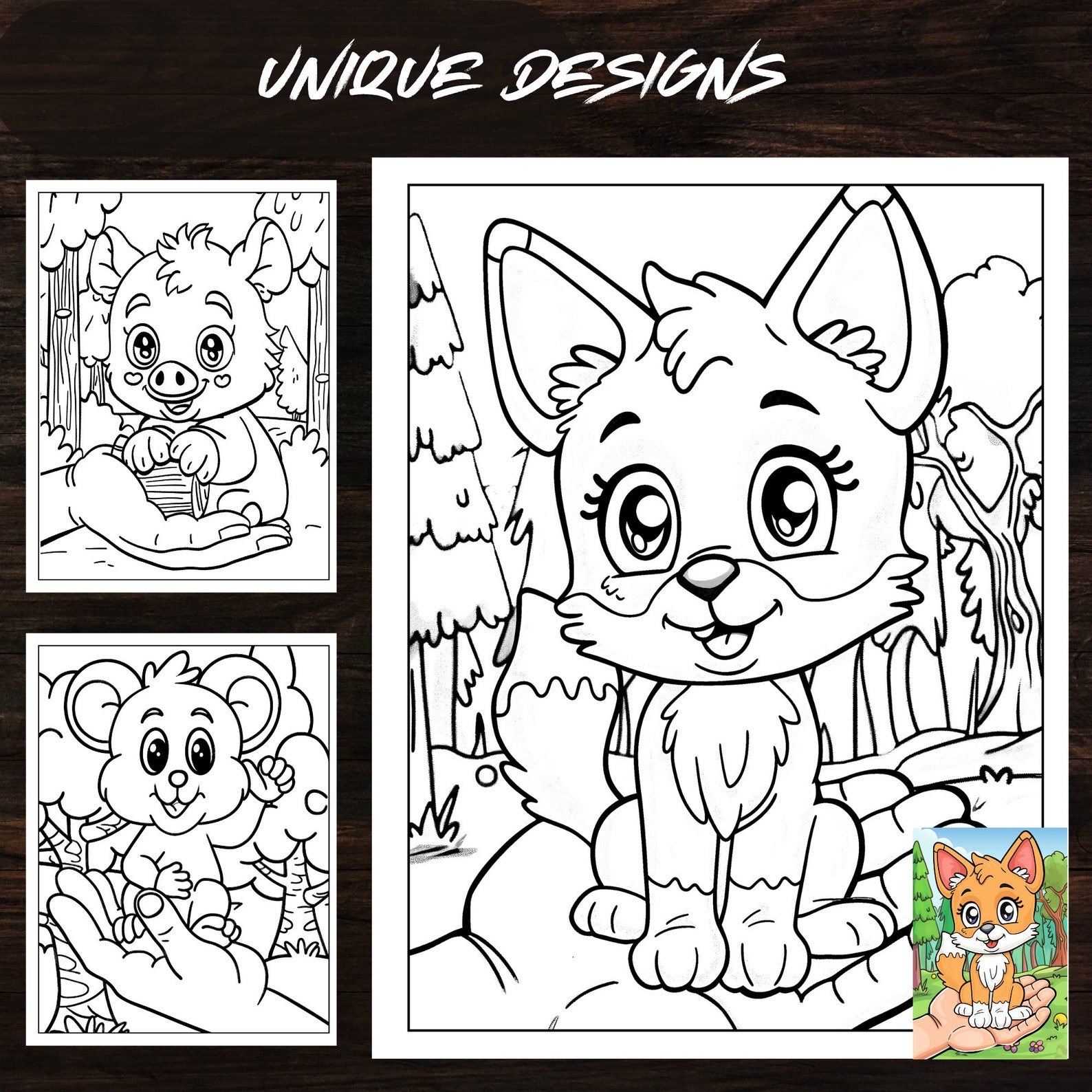 Cute Animals in Hands Coloring Book: 50 Fun Coloring Pages Adorable ...