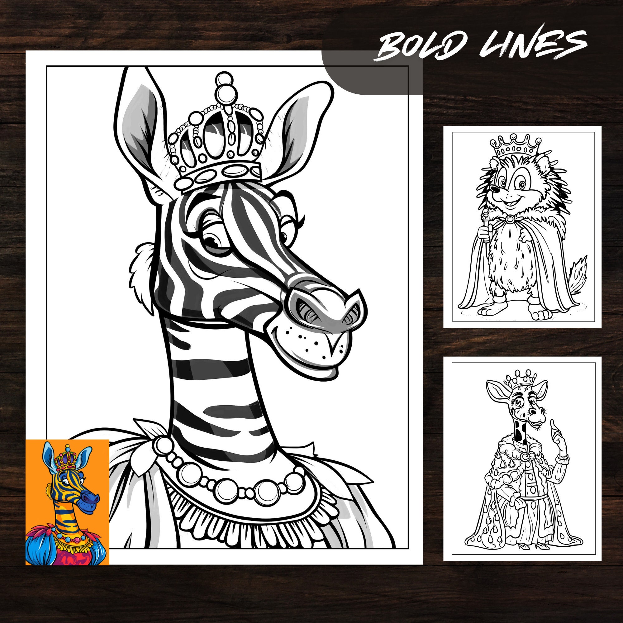 Animals Royal Portrait Coloring Book: 50 Coloring Pages of Regal Cute ...