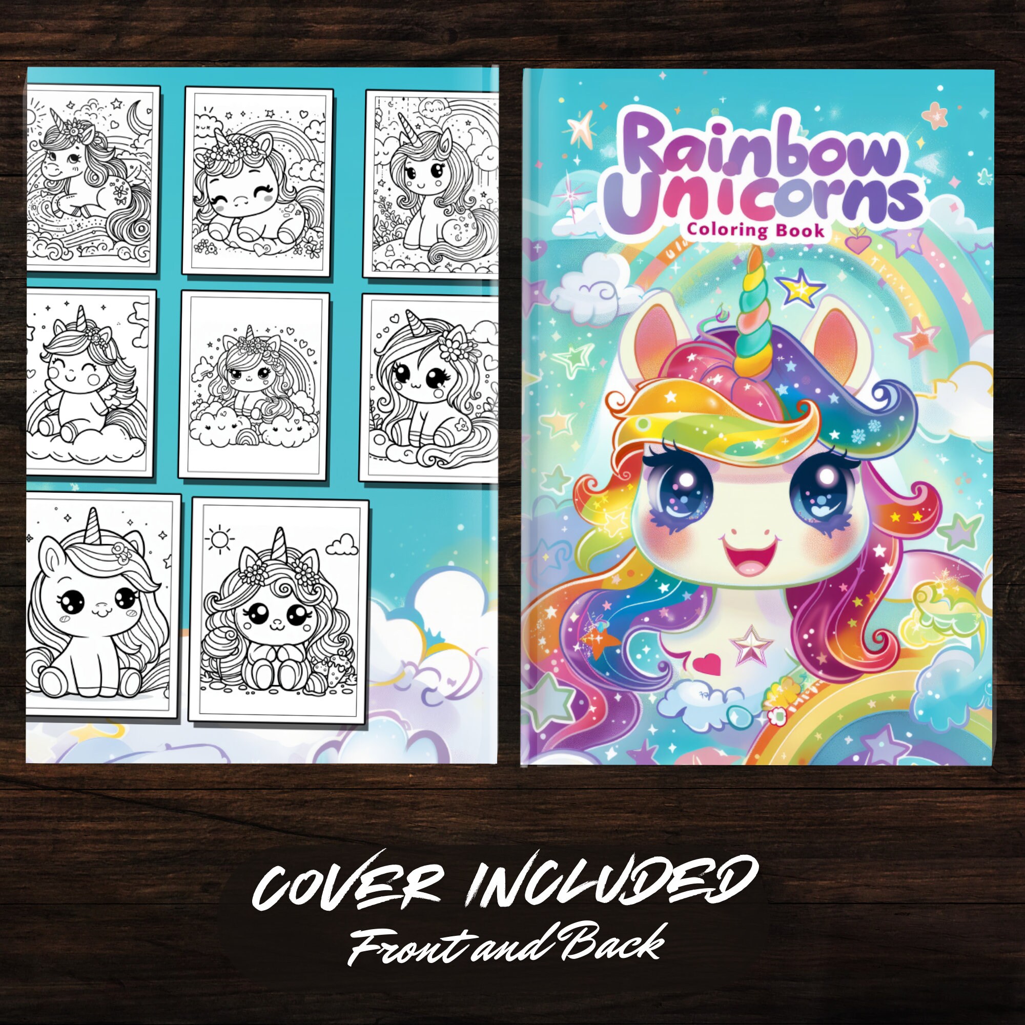 Rainbow Unicorn Coloring Book: 50 Pages of Magical Fantasy Scenes ...