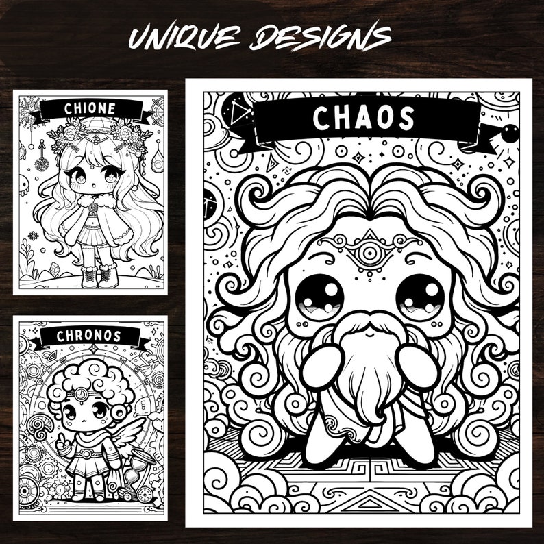 Chibi Style Greek Mythology Coloring Book: 50 Coloring Pages of Greek ...