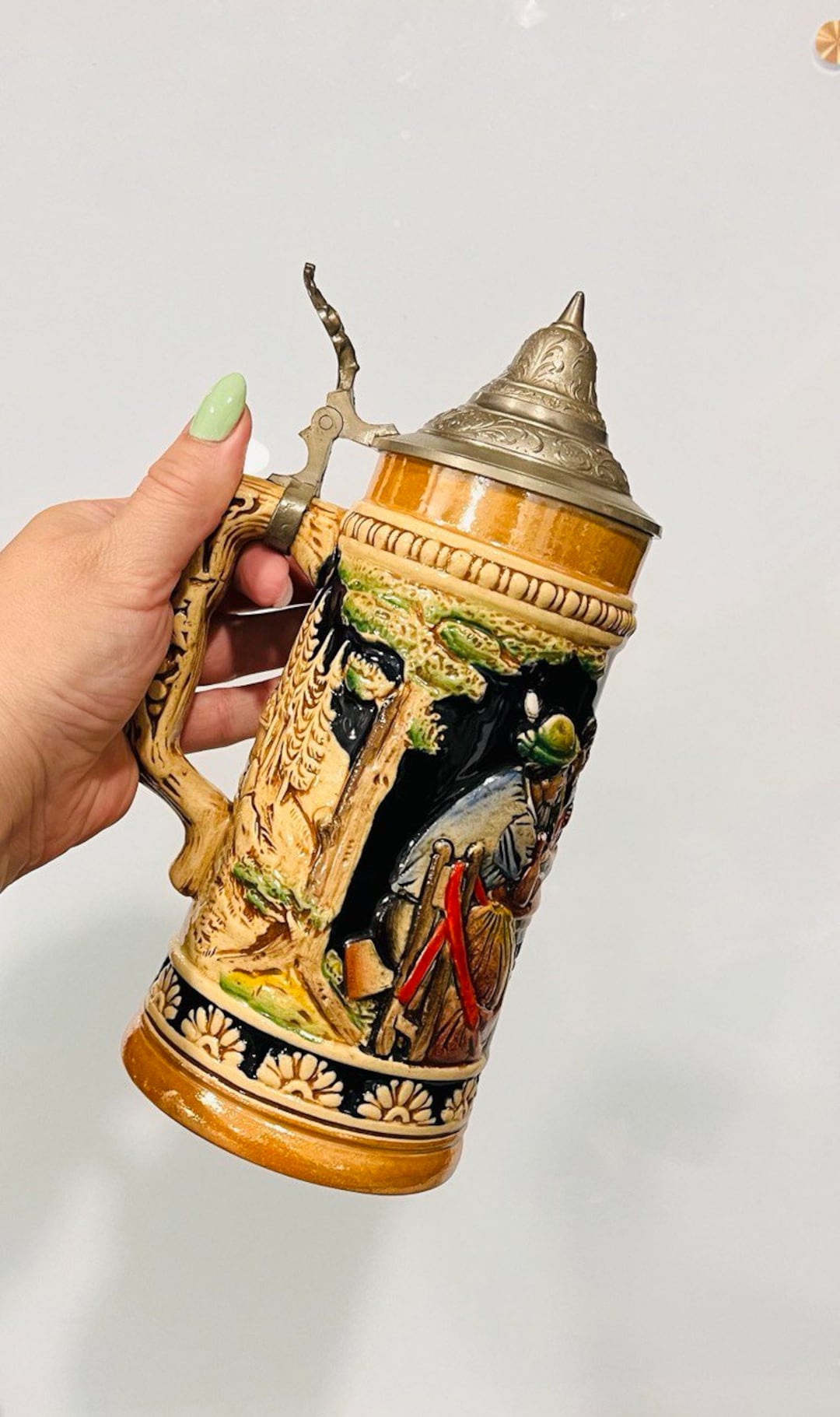 Vintage German Stein Large With Lid Handmade West Germany Mug - Etsy