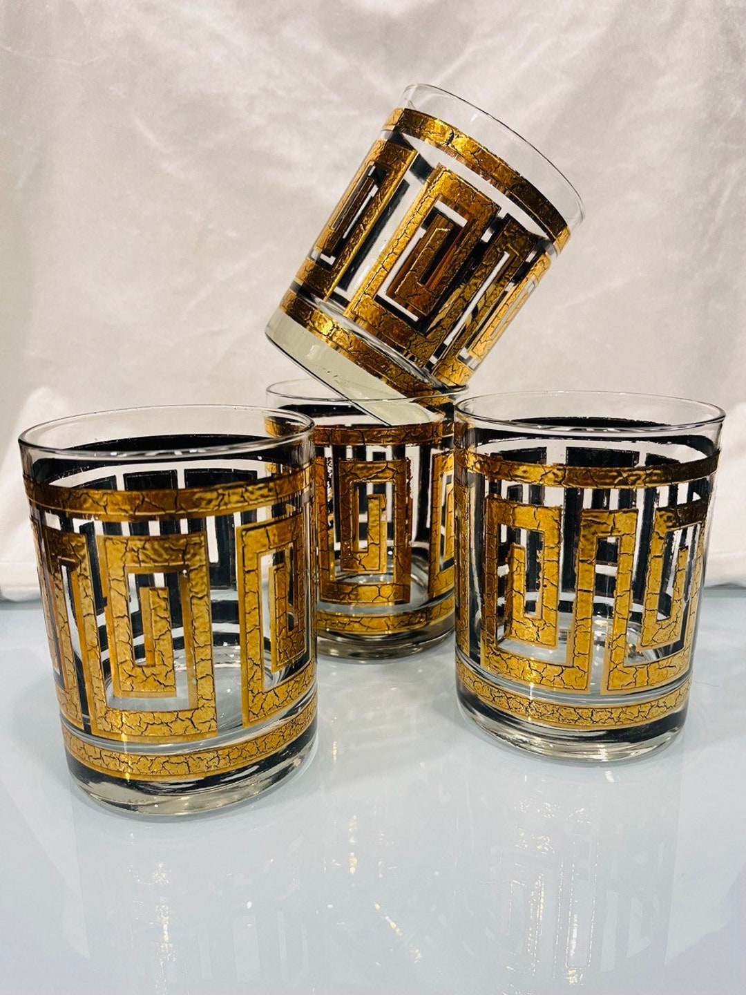 Vintage Culver Ltd 22k Gold, Greek Key Old Fashioned Glasses, Set of 4 ...