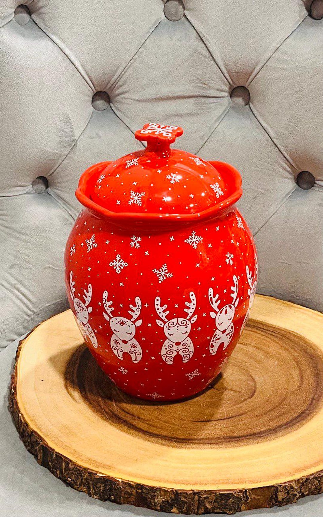 Temptations by Tara Special Edition Red White Christmas Cookie Jar ...