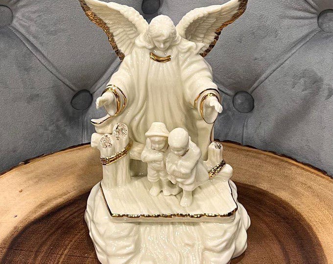 Geo Z Lefton Guardian Angel Music Box - Amazing Grace 1997 Angel Kids ...