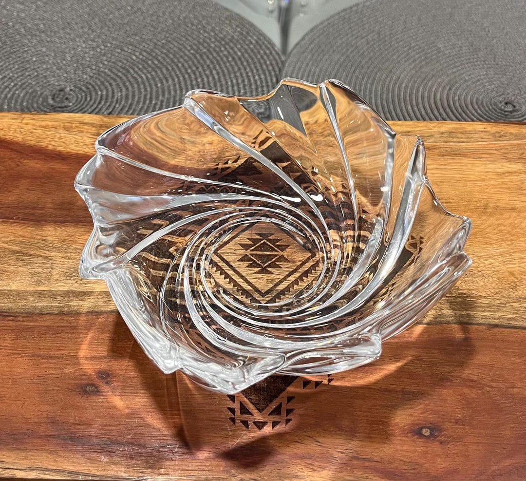 Vintage Claire Burke Crystal Glass Wave Pattern Decorative Bowl Trinket ...
