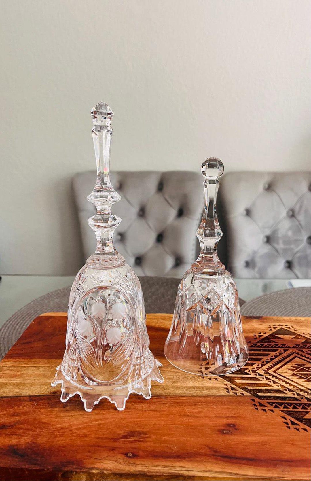 Lot of Two Bells: German Lead Crystal Bell Lilies of the Valley 8.5" X ...
