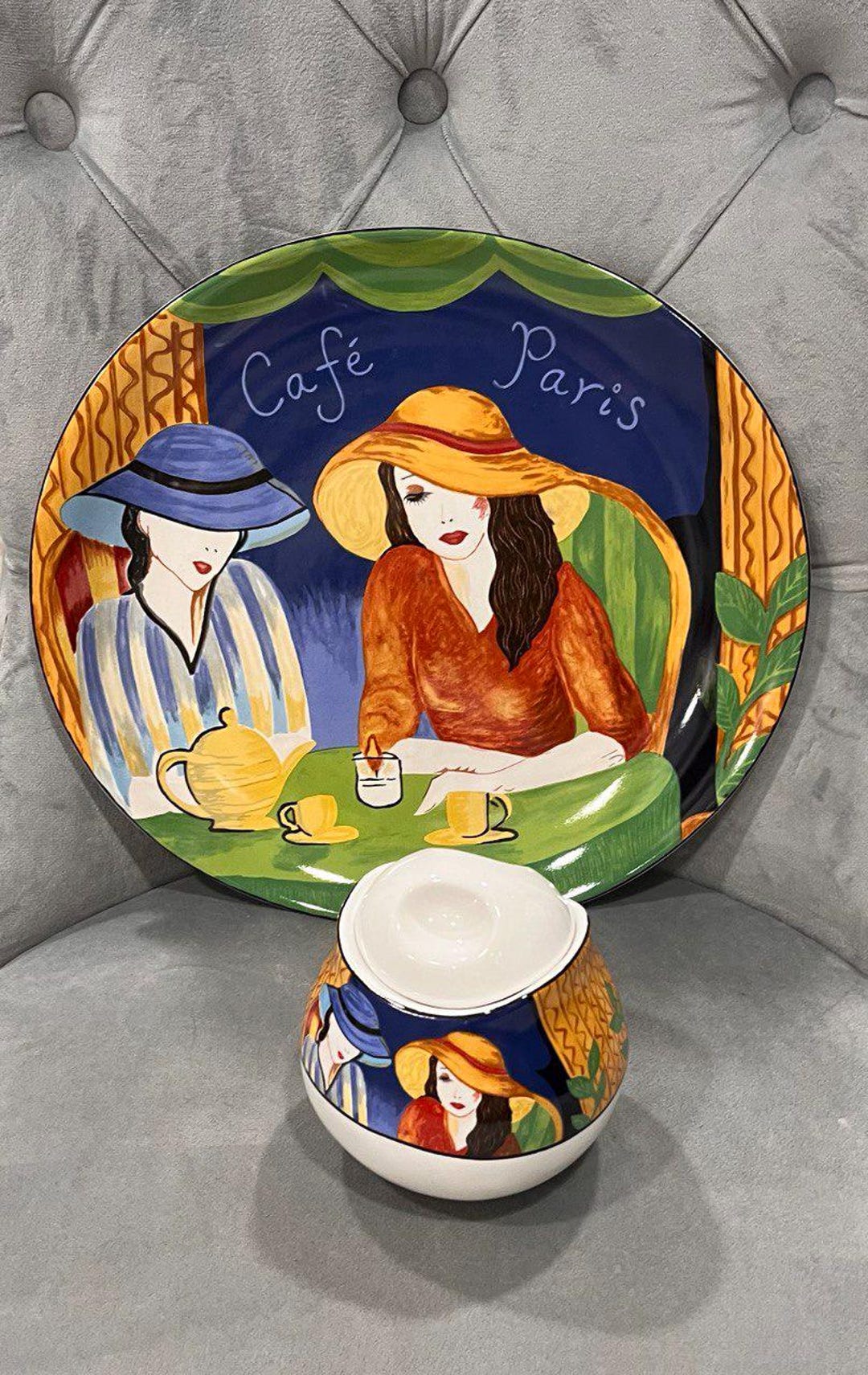 Sango Cafe Paris Dinner Plate and Sugar Jem Candy Bowl Dish Set of Two ...