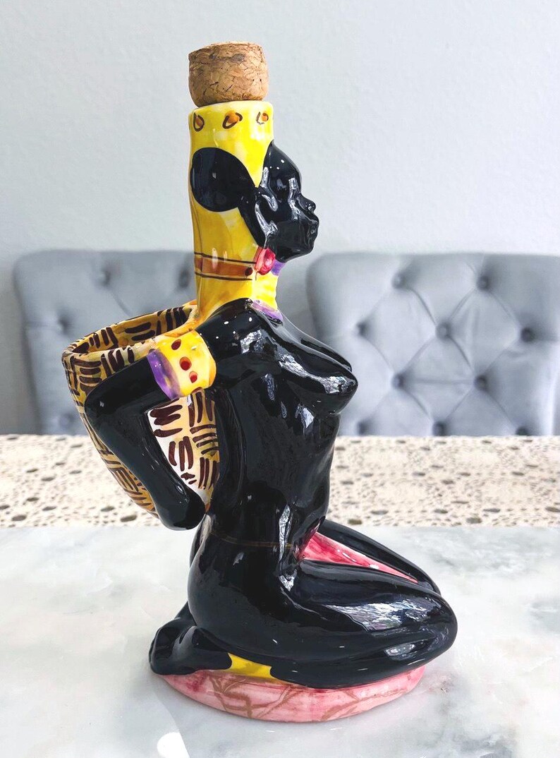 Vintage Drioli Nubian Woman Decanter: Hand-painted Italian Ceramic - Etsy