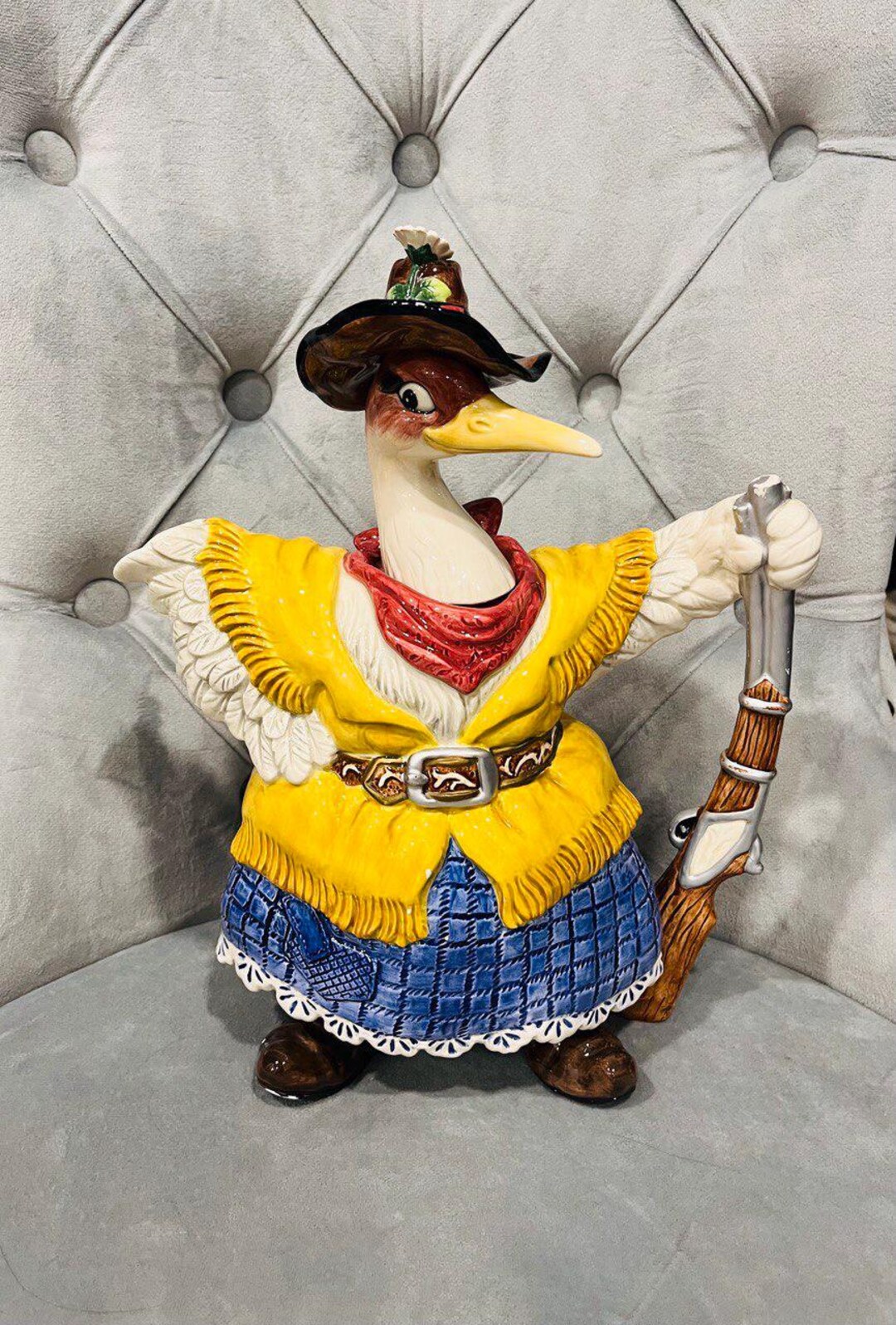 Fitz and Floyd Classics Handcrafted Hunting Turkey Pitcher Rare 11" X 8 ...