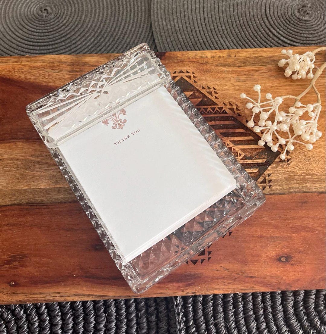 Vintage Genuine Lead Crystal Notes Napkin Holder Handcrafted in West ...
