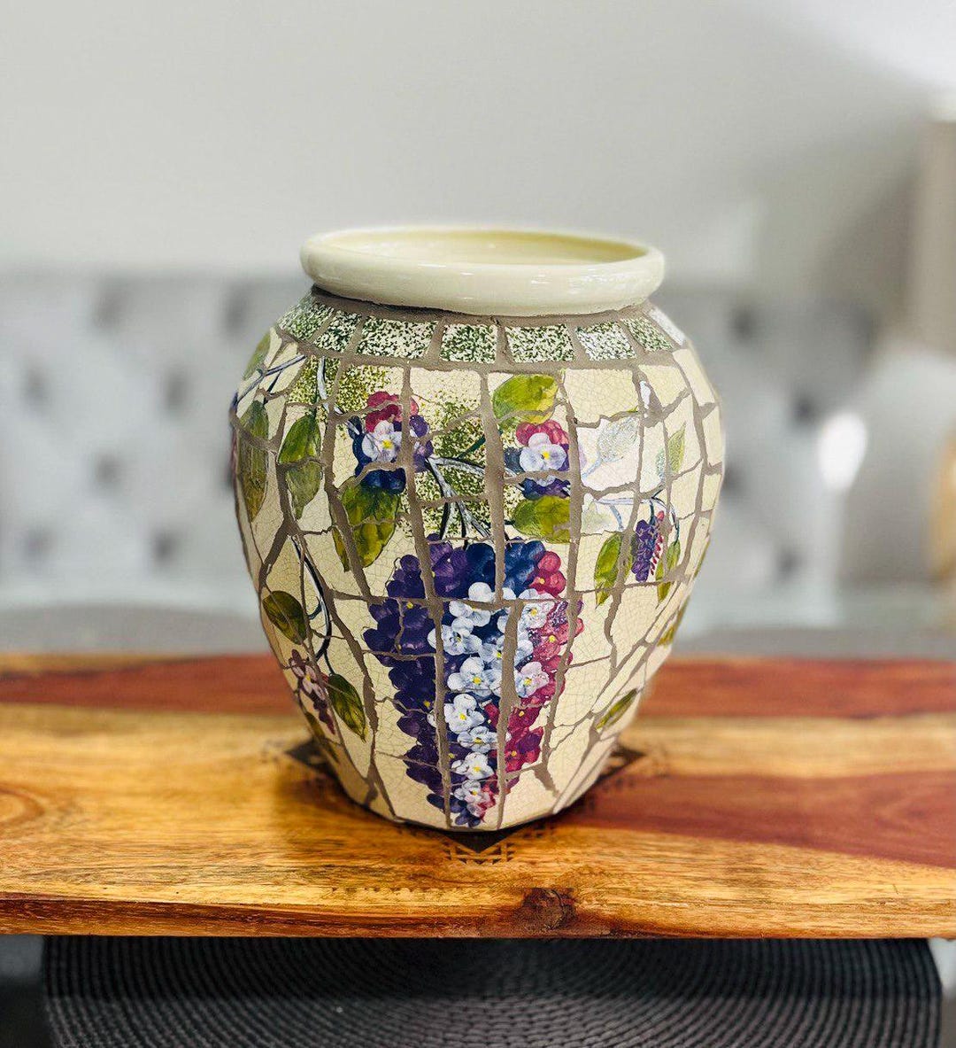 Vintage Napco Mosaic Ceramic Planter: Floral Vase, 9x6.5" - Etsy