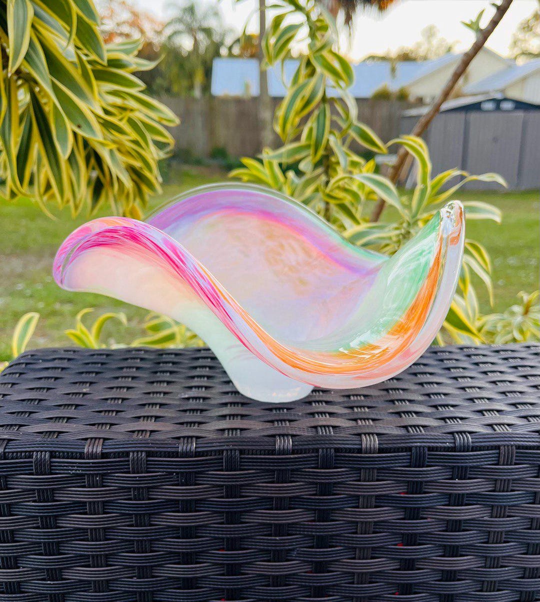 Italian Pastel Triangle Murano Glass Decorative Bowl Centerpiece 9.5x5 ...
