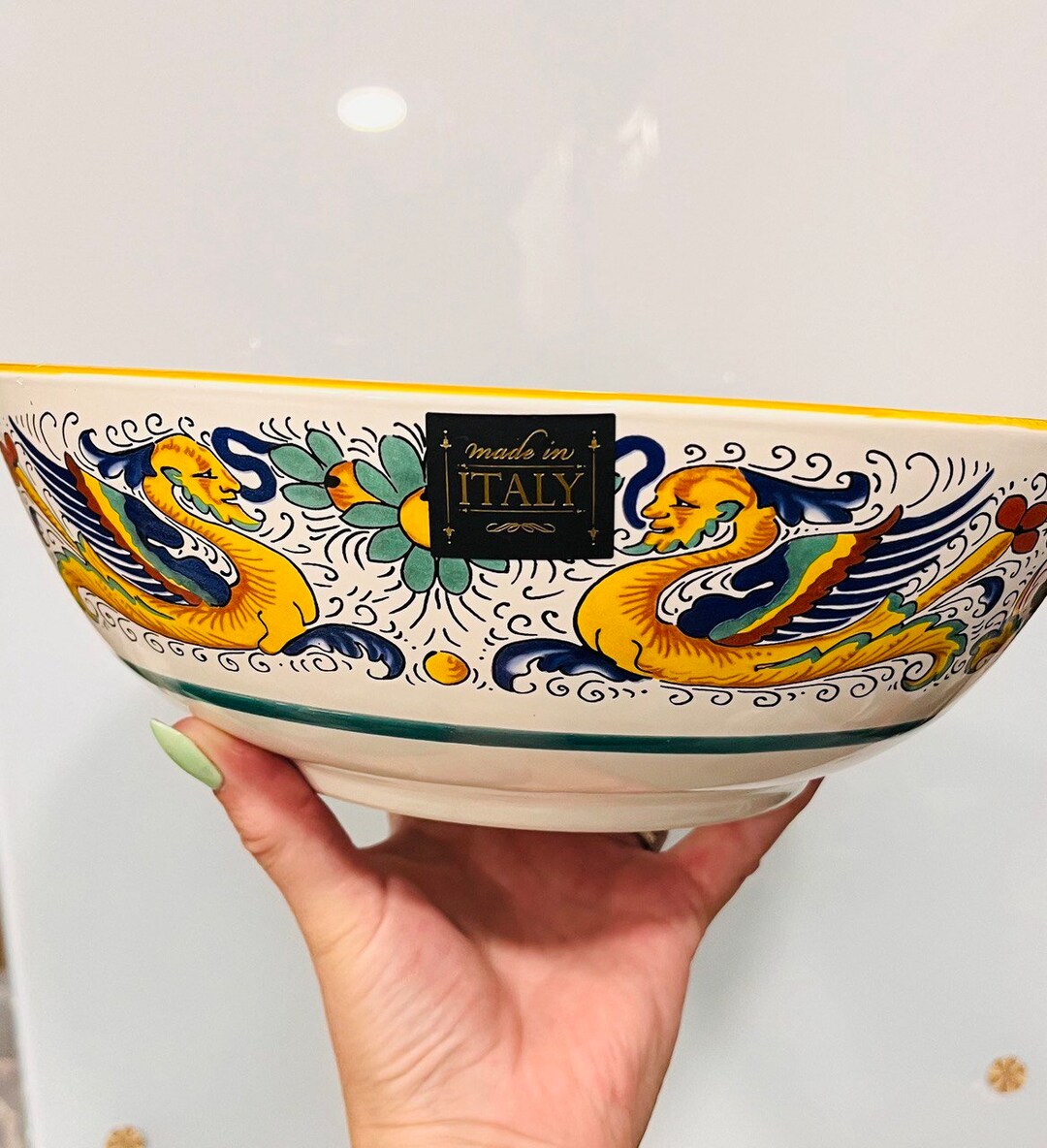 Nova Deruta Serving Pasta Salad Bowl Dish Hand Painted Made in Italy 10 ...
