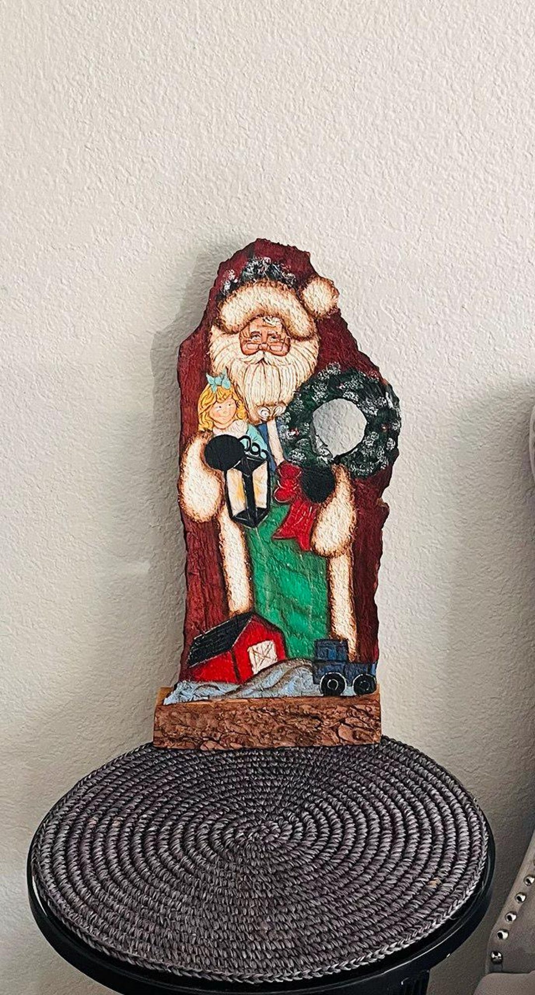 Hand-carved Tree Bark Santa: Rustic Christmas Folk Art Decor - Etsy
