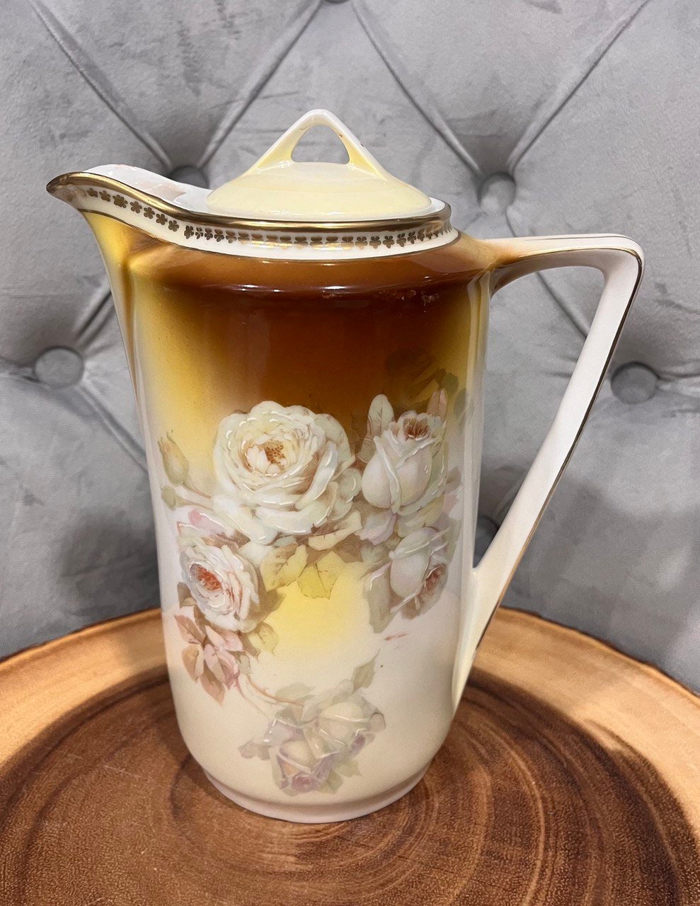 Set of Antique Three Crown China Pitcher and Three Coffee Cups With ...