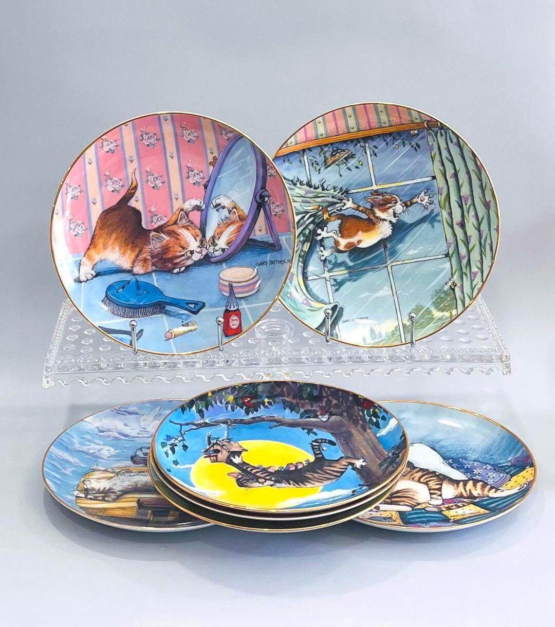 Gary Patterson Comical Cats Plates Set: Vintage Limited Edition ...