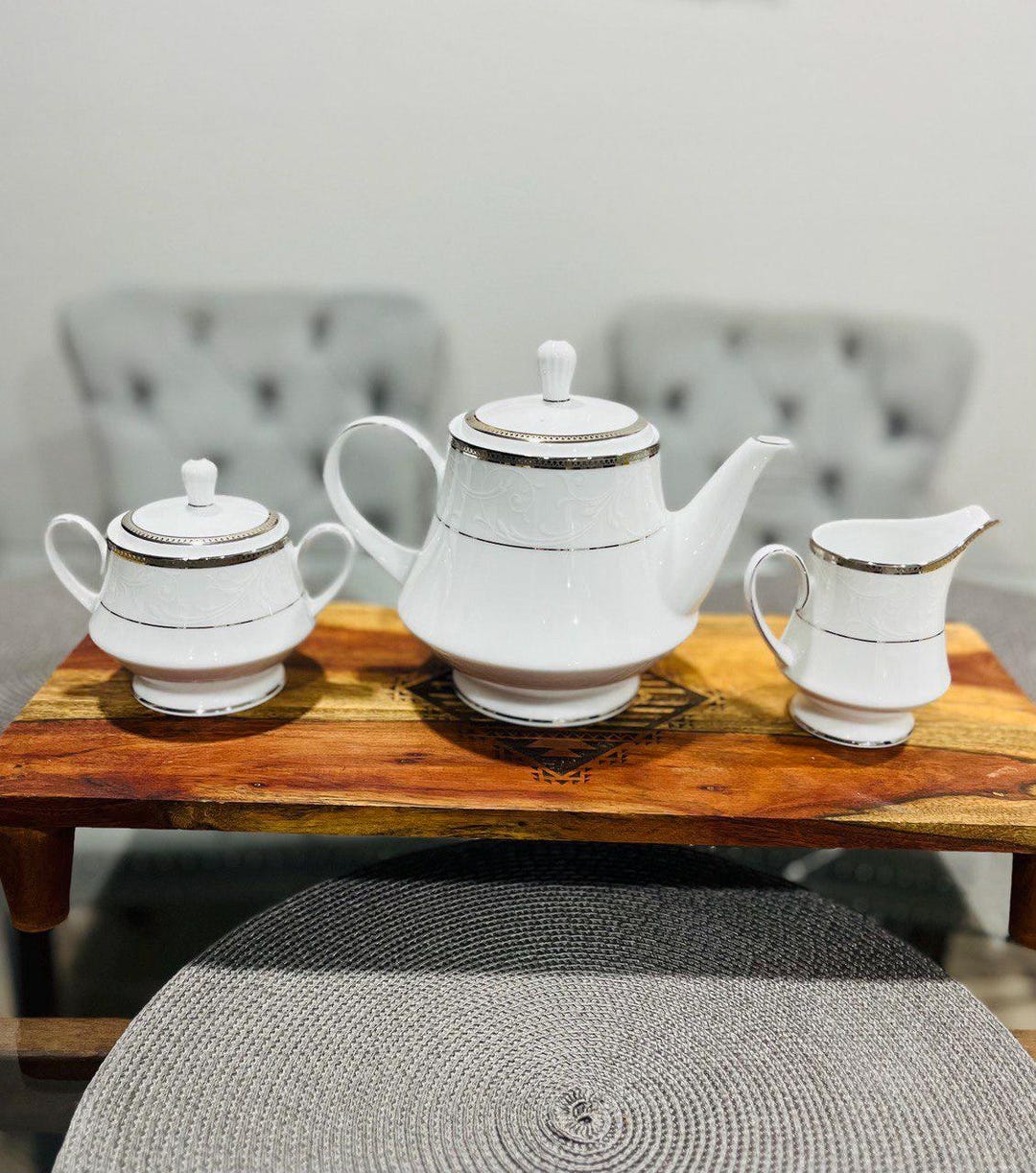 Legendary by Noritake Sri Lanka Regina Platinum 4324 Tea Set Tea Pot ...