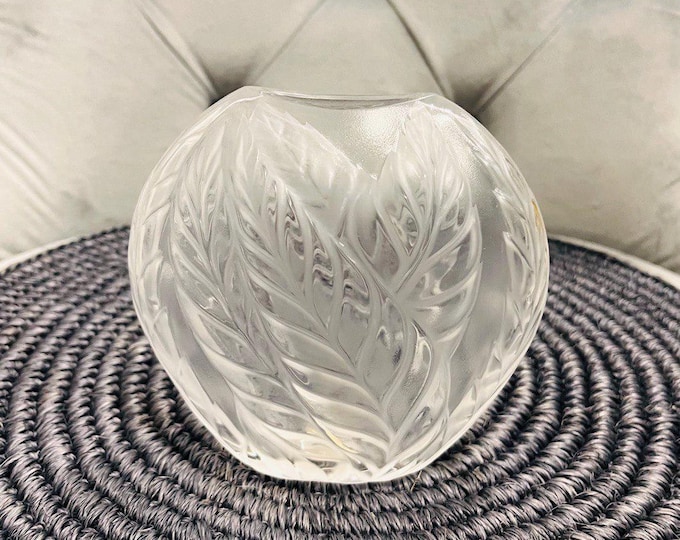 Lalique France "filicaria" Vase With Embossed Leaf Design in Frosted ...