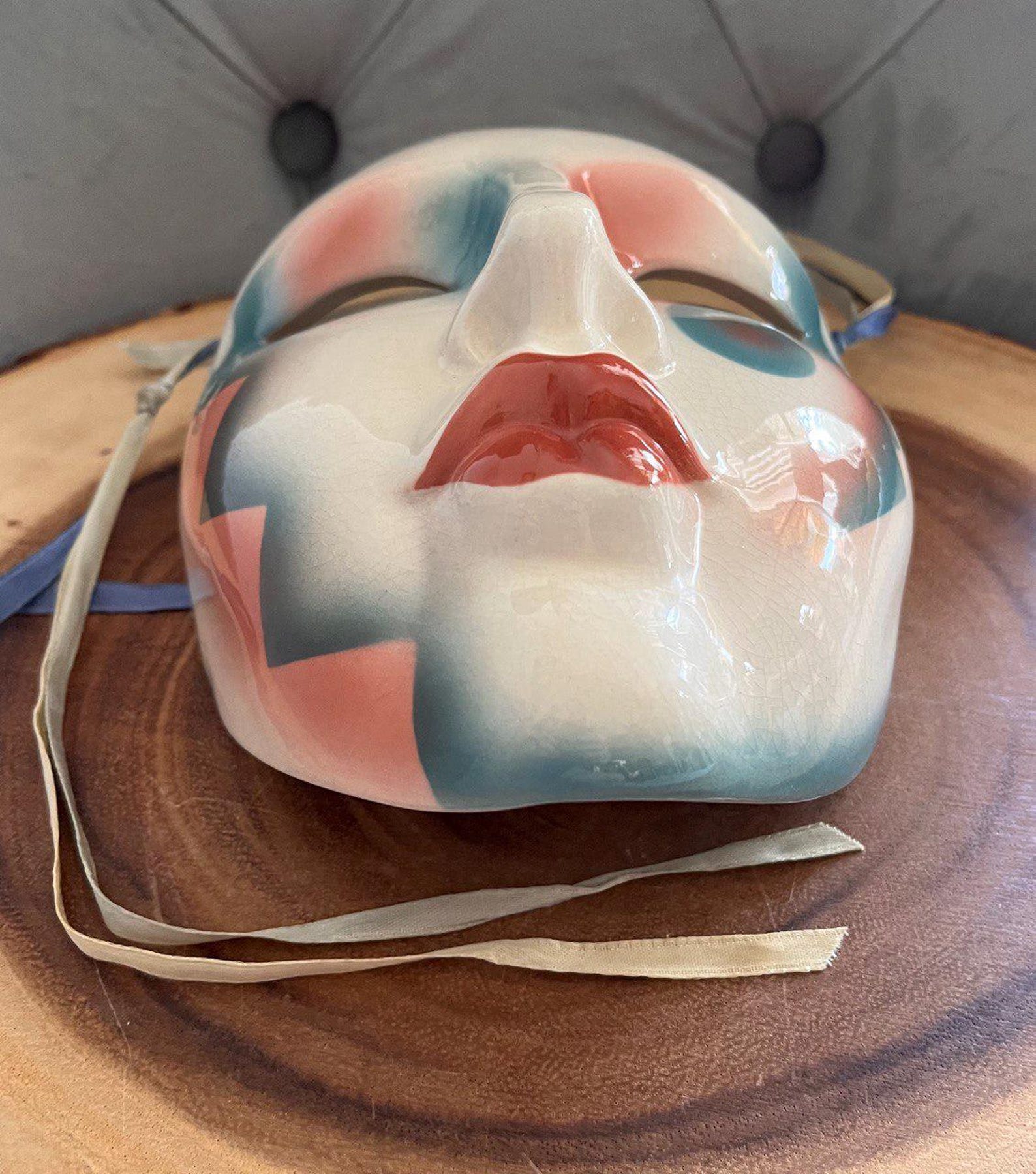 Vintage 1980s About Face Clay Flapper Masquerade Wall Mask Made in San ...