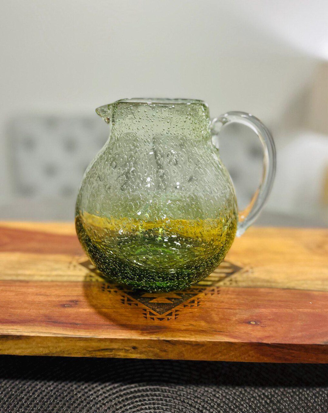 Vintage Green Blown Art Bubble Glass Pitcher - 6" Kitchen Decor - Etsy