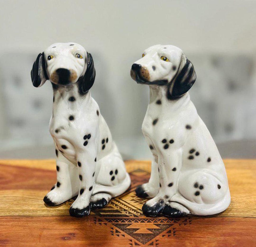 Set of Two Vintage Ceramic Dalmatian Dog Hand Painted Figurines 7 Tall ...