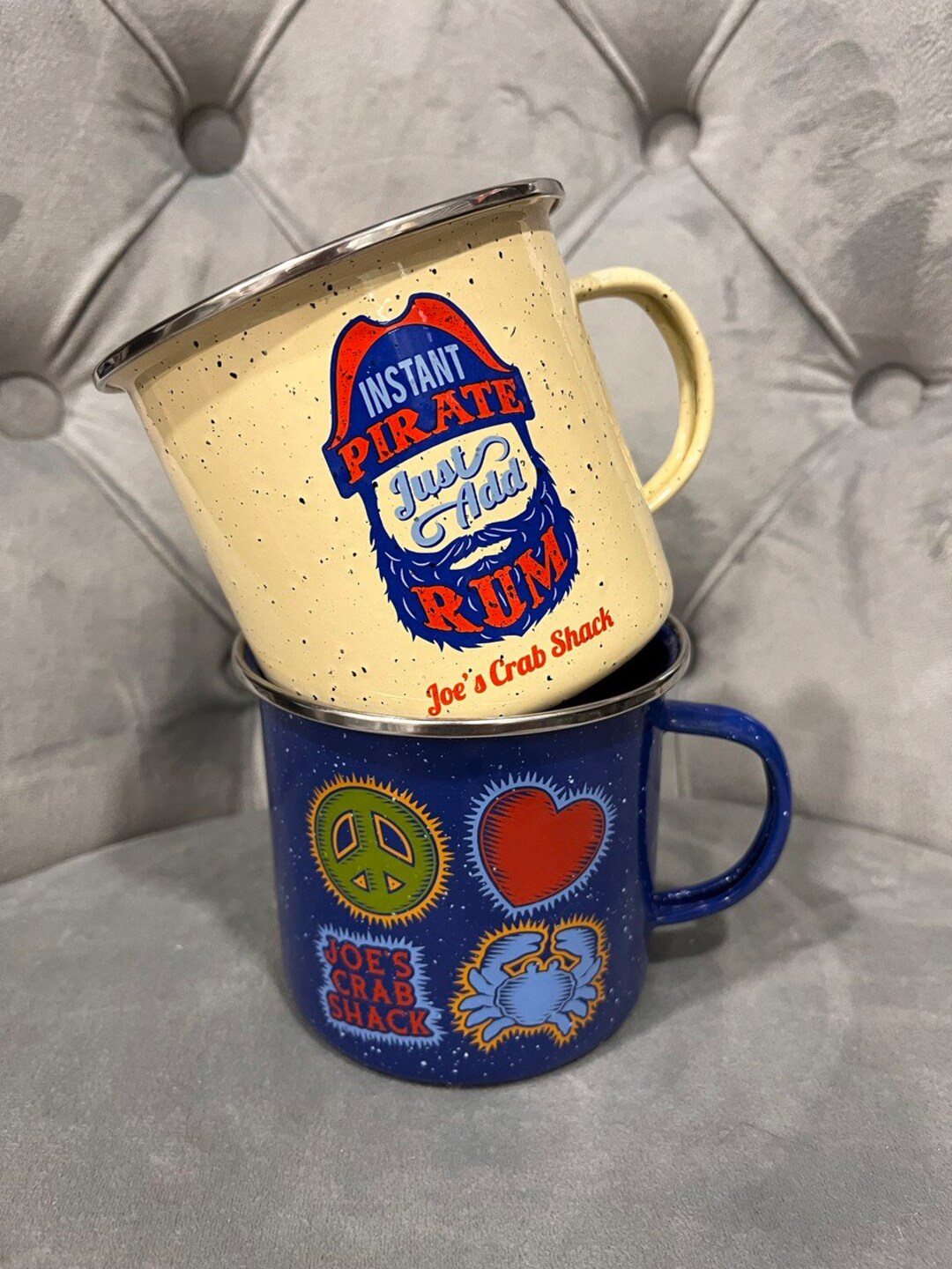 Set of 2 Joe’s Crab Shack Metal Beverage Mugs Enamel - Etsy
