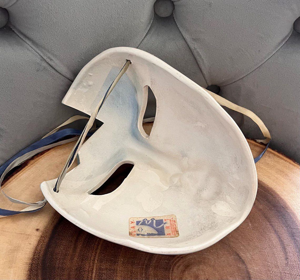 Vintage 1980s About Face Clay Flapper Masquerade Wall Mask Made in San ...