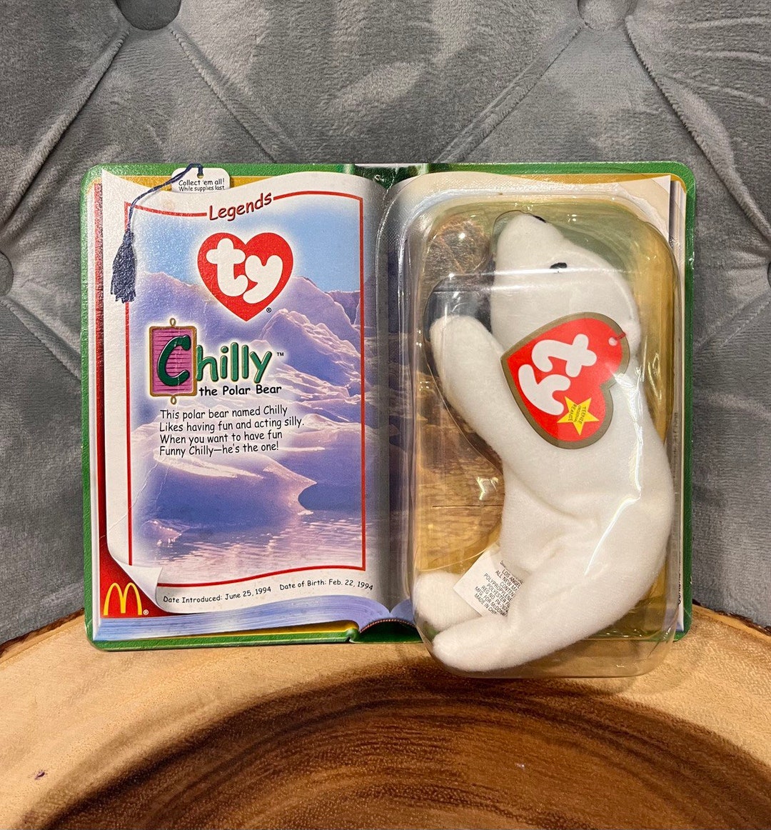 1994 TY Beanie Babies TY Chilly the Polar Bear Beenie Baby D.O - New ...