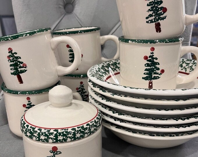 Set of 13 Pieces FURIO Made in Italy Dishes 6 Cups 6 Bowls Plates 1 ...