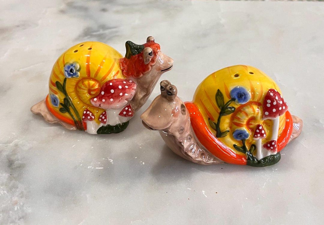 Blue Sky Clayworks Snail Salt & Pepper Shakers: Handcrafted Ceramic ...