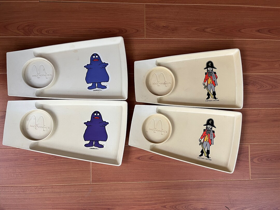 Vintage Mcdonalds Kids Trays Set of 4 2 Grimace, 2 Captain Crook / Fast ...