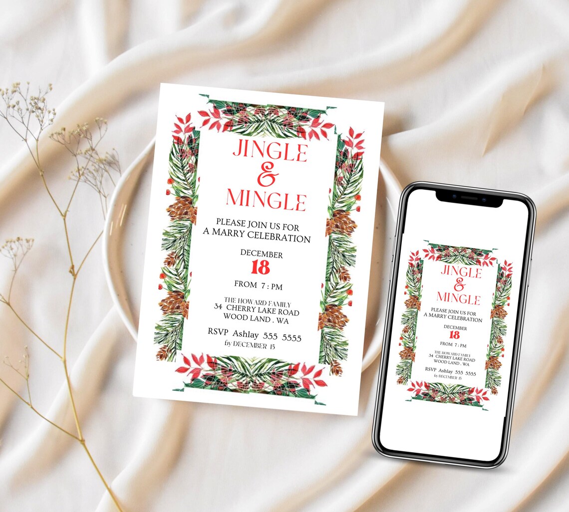 Editable Holiday Party Invitation Template, Christmas Party Invite ...