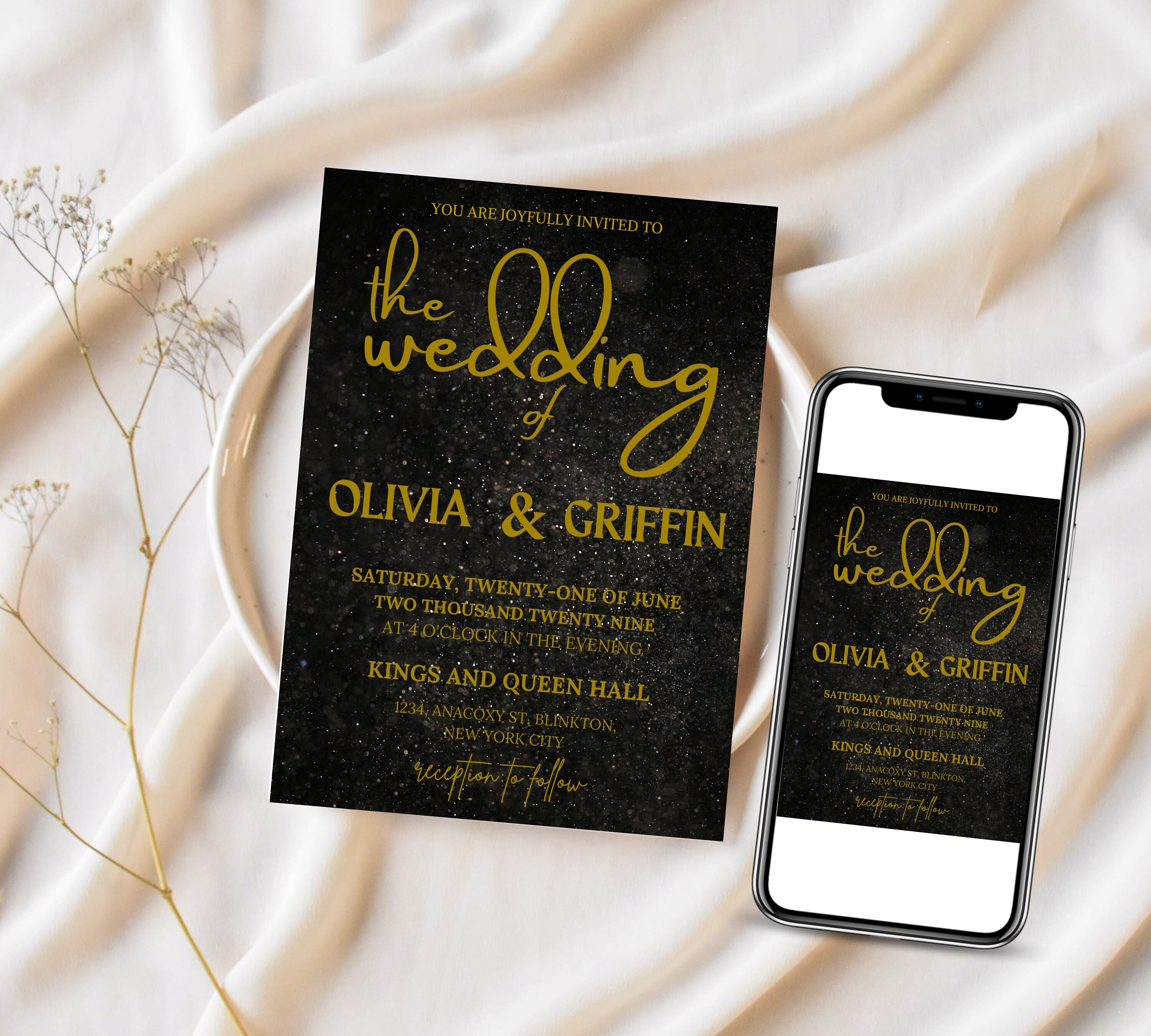 Editable Wedding Invitation Suite Minimalist Wedding Invite German Arch ...