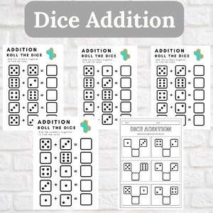 Dice Math Addition Worksheets,fun Math Activity for Kids, Kindergarten ...